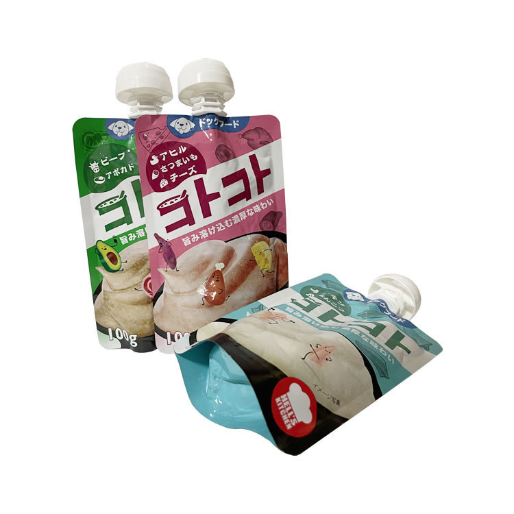 Custom Print Foil Packaging Stand Up Pouch Reusable Juice Spout Pouch with Cap Reusable
